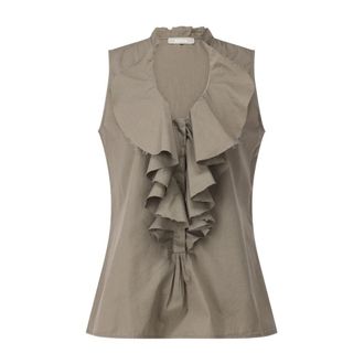 Kiltie Ger&uuml;schte Kurzarmbluse Yvette - - Tops - Damen - Gr&uuml;n - XS