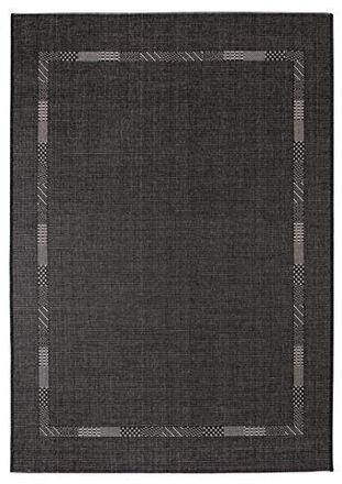 Andiamo In- & Outdoor Teppich Louisville moderner Webteppich Bordüre vollständig umkettelt Flachgewebe Bettumrandung 67 x 140 cm anthrazit