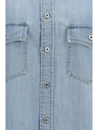 Bottega Veneta Womens Denim Shirt Sky Bleached Light Bleach Cotton