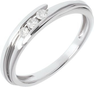 Edenly Trilogie Ring Kostbarer Kokon - Anziehungskraft - Weißgold - 3 Diamanten 0.11 Karat - 18 Karat