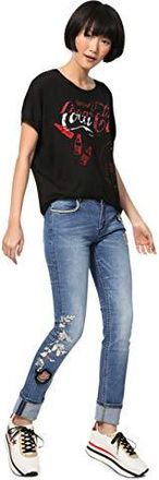 Desigual Patch Cola Enjoy Coca Cola T-Shirt pour Femme - Noir - 40