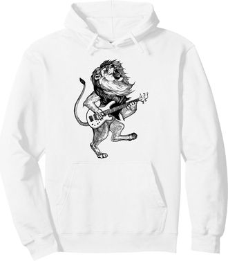 Seembo L&ouml;we spielt Gitarre Lustiger Tiergitarrist Rockmusiker Pullover Hoodie