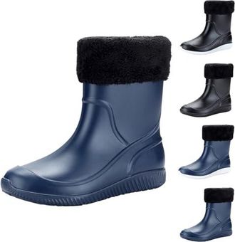 Generic Bottes de pluie imperm&eacute;ables pour homme - L&eacute;g&egrave;res - Mi-mollet - Pour la p&ecirc;che en plein air - Antid&eacute;rapantes - Chaudes, courtes et amovibles, noir fonc