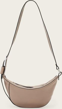 AllSaints Luna - Halbmondf&ouml;rmige Umh&auml;ngetasche aus Leder in Mokkabraun-Brown