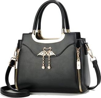 Nicole & Doris Petit Sac à Main Chic Femme Sac Bandoulière Tendance Sacs a Main Portés Epaule Elegant Sac Dépaule PU Cuir Sac Pochette Sac Soirée Noir