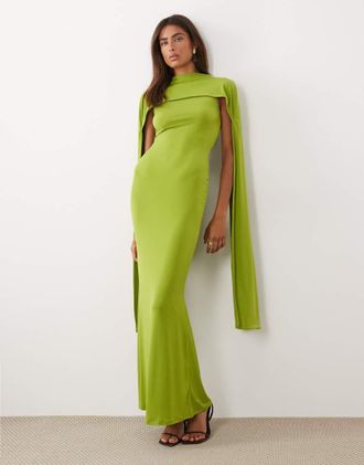 Asos Robe longue pr&egrave;s du corps sans manches avec foulard oversize - Vert vif