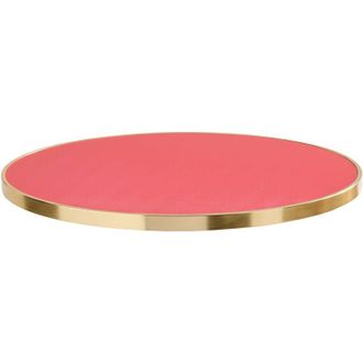 Oviala Plateau de table rond blanc avec cerclage dor&eacute; 60 cm framboise /dor&eacute;