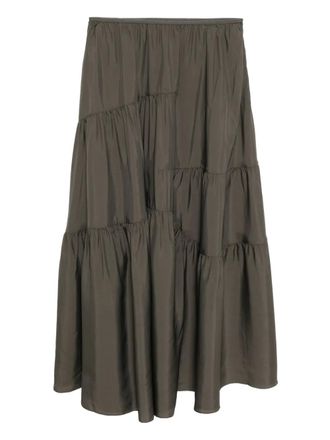 JNBY Seiden-Midirock mit Falten - Grün