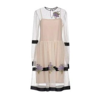 Red Valentino Femme, Robes, Beige, Taille: 34 FR Vestido de terciopelo ribete satinado