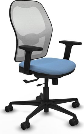 Piqueras y Crespo Schreibtischstuhl wei&szlig; und blau Jorquera mit 2D-Armen, h&ouml;henverstellbare Lendenwirbelst&uuml;tze, ausgestattet mit Syncro/Traslack und injiziertem Schaumst