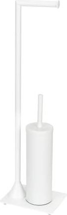 WENKO Stand WC-Garnitur Mod. Hella, Toilettenpapierhalter, Bürstenhalter mit WC-Bürste, lackierter Stahl, 15 x 69 x 20 cm, Weiß matt
