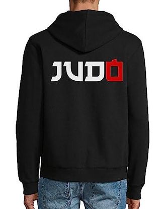 Generic Judo Kanji Style Arts Martiaux Calligraphie Graphique &Agrave; Capuche Coton M&eacute;lang&eacute; Fermeture &Eacute;clair Veste Sweat Sweat &Agrave; Capuche Noir, Noir, XL