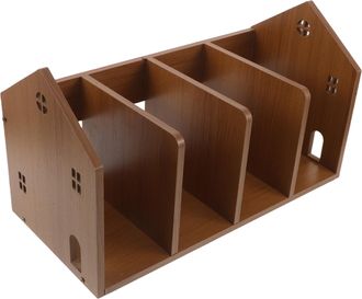 BESTONZON SOPOTUTU Holz Schreibtischregal Organizer Kleines B&uuml;cherregal mit Zeitschriftenf&auml;chern Hellbraun Stabiles Aufbewahrungsregal f&uuml;r Homeoffice und Studen