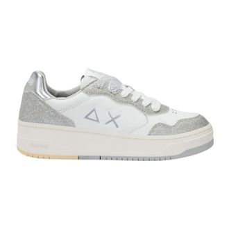 Sun 68 Wei&szlig;e Ledersneaker mit Glitzerakzenten - - Shoes - Damen - Wei&szlig; - 38 EU