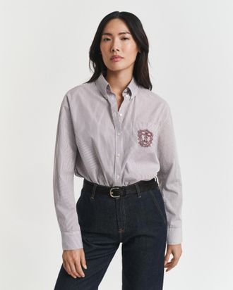 GANT Damen Relaxed Fit Classic Graphic Popeline Bluse (32) PLUM WINE