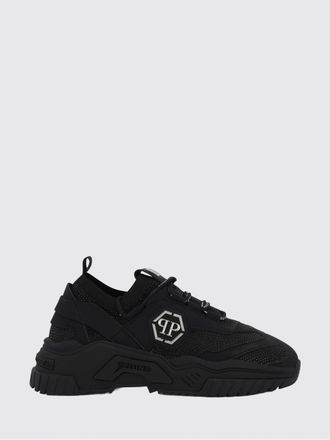 Philipp Plein Niedrige Sneaker aus Leder und Stretch-Viskose mit Monogramm und Strass