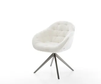 DELIFE Drehstuhl Gaio-Flex Boucl&eacute; Soft Beige Kreuzgestell breit Graphit 360&deg; drehbar Wippfunktion, Esszimmerst&uuml;hle