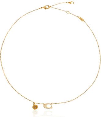 Coach Femme, Accessoires, Jaune, Taille: ONE Size Collier en Laiton