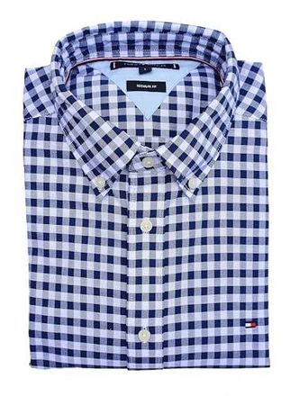 Tommy Hilfiger Chemise Oxford Gingham Button Down Regular Fit Bleu Blanc &agrave; carreaux, bleu, L