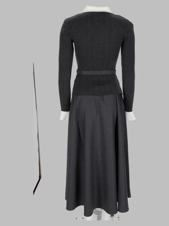 Self Portrait Knit Twill Midi Dress - Gray