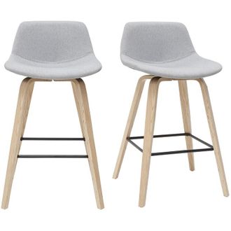 Miliboo Miliboo - Tabourets de bar scandinaves gris clair et bois H65 cm (lot de 2) nonie
