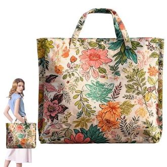 Generic Sac fourre-tout floral, sac &agrave; main matelass&eacute; patchwork pour femme, sac &agrave; main de taille moyenne, grande capacit&eacute;, sac &agrave; main &eacute;pais, r&eacute;utilisable, resp