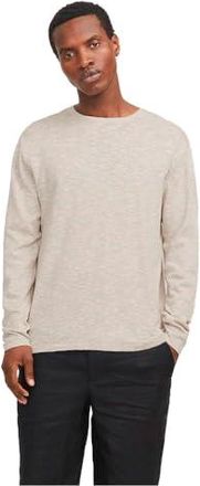 Jack & Jones Jjesummer Knit Crew Neck Sn Pull en Tricot, Crockery/détail : Blanc, S Homme