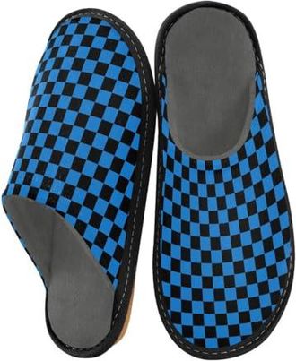 HMZXZ Pantoufles bleues pour homme et femme - Motif carreaux - Chaussons dintérieur - Pour la maison, la chambre à coucher, les voyages, multicolore, 38/39 