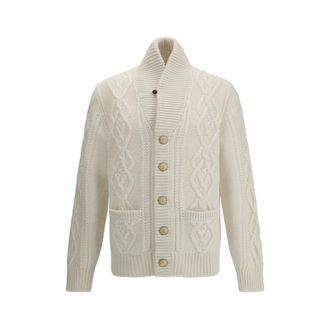 Brunello Cucinelli Homme, Pulls, Beige, Taille: 2XL Cardigan en cachemire à torsades