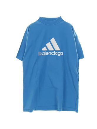 Balenciaga t-shirt &agrave; logo brod&eacute; (ann&eacute;es 2020) - Bleu