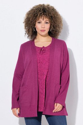 Ulla Popken Sweatjacke Sweatjacke Waffelstruktur offene Form Langarm