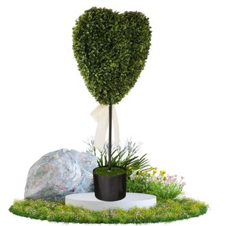 Generico K&uuml;nstliche Pflanze im Topf, Kunstherz, k&uuml;nstliche Pflanzen f&uuml;r den Au&szlig;enbereich, f&uuml;r Zuhause, Wohnzimmer, Garten, Terrasse, Rasen, Fr&uuml;hling, Valentins