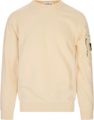 Stone Island Homme, Sweatshirts et sweats &agrave; capuche, Blanc, Taille: 2XL Cotton Fleece Crewneck SweaT-shirt