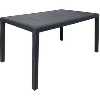 Dmora Table dext&eacute;rieur Dmachac, Table &agrave; manger rectangulaire, Table de jardin polyvalente effet rotin, 100% Made in Italy, 150x90h72 cm, Anthracite - Dmora