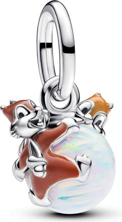 Pandora Moments Disney A-Hörnchen und B-Hörnchen Christbaumkugel Charm-Anhänger aus Sterling Silber mit Opal, Kompatibel Moments und ME Armbänder, 793532C01