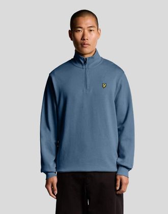 Lyle & Scott Midlayers-Sweatshirt mit Viertelrei&szlig;verschluss in x861 Ocean Sky-Blau