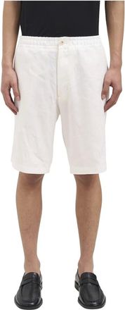Paolo Pecora Homme, Shorts, Blanc, Taille: L Bermuda in lino e viscosa