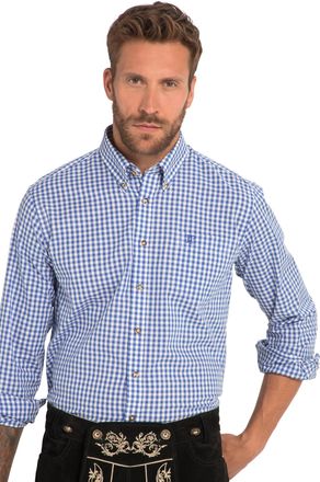 JP1880 Herren große Größen Übergrößen Menswear L-8XL Karohemd, Trachten, Langarm, Buttondown-Kragen, Modern Fit, bis 8 XL helles Kobalt L 748509755-L