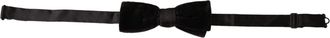 Dolce & Gabbana Black Velvet Cotton Adjustable Neck Men Bow Tie Silk