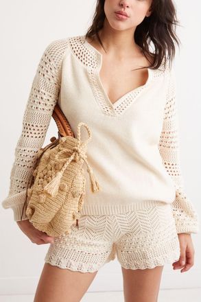 Gerard Darel Pull avec manches en crochet - LADY - Ecru