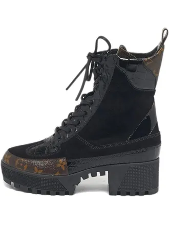 Louis Vuitton bottines en cuir monogramm&eacute;es - Noir