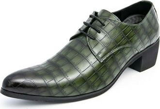 Generic Chaussures Oxford à talon épais pour homme - Style classique - Bout pointu - Lacets - Chaussures Derby, Vert, 39 1/3 EU