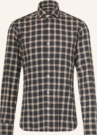 Barba Barba Napoli Flanellhemd Slim Fit grau