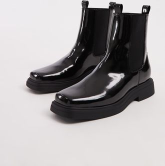 Asos Chelsea-Stiefel in Schwarz mit eckiger Zehenpartie