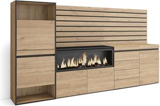 Skraut Home | Schuhregal, Schuhschrank | Schuhaufbewahrung | 274x145x35 cm | F&uuml;r Schlafzimmer, Zimmer | Elektrokamin XXL | Kommode mit Schubladen | Lamellenwand H