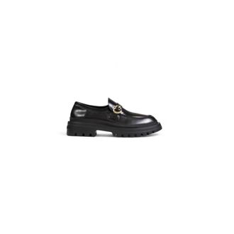 Love Moschino Schwarze Leder Chunky Sole Loafers - - Shoes - Damen - Schwarzk - 41 EU