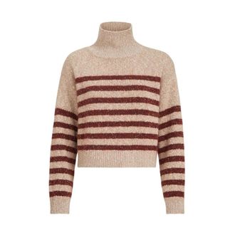 Brunello Cucinelli Dazzling Stripes Turtleneck - - Knitwear - Damen - Beige - XS