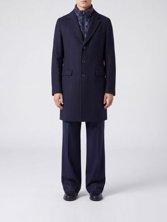 Herno Einreihiger Mantel aus Wolle und Nylon mit gestepptem Latz