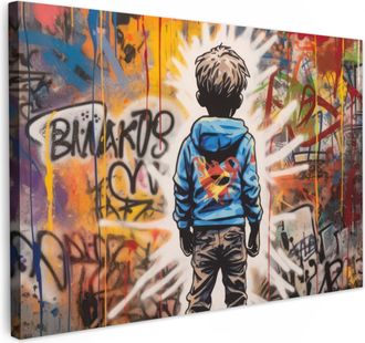 MuchoWow © Wandbilder Klein 30x20 cm Mini Schlafzimmer Deko Leinwandbilder Wohnung Bilder für Wohnzimmer Fotoleinwand Wand Bild auf Leinwand Wall Decor Graffit