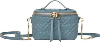 Fendi Womens Mini Bag Vanity Azure Leather Handbags Hand